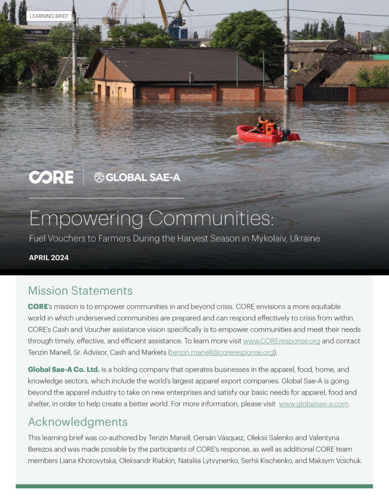 Cash and Voucher Assistance - CORE